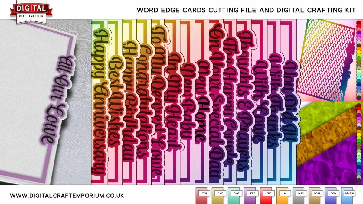 Word Edge Cards Cutting File and Digital Crafting Collection Out Now ...