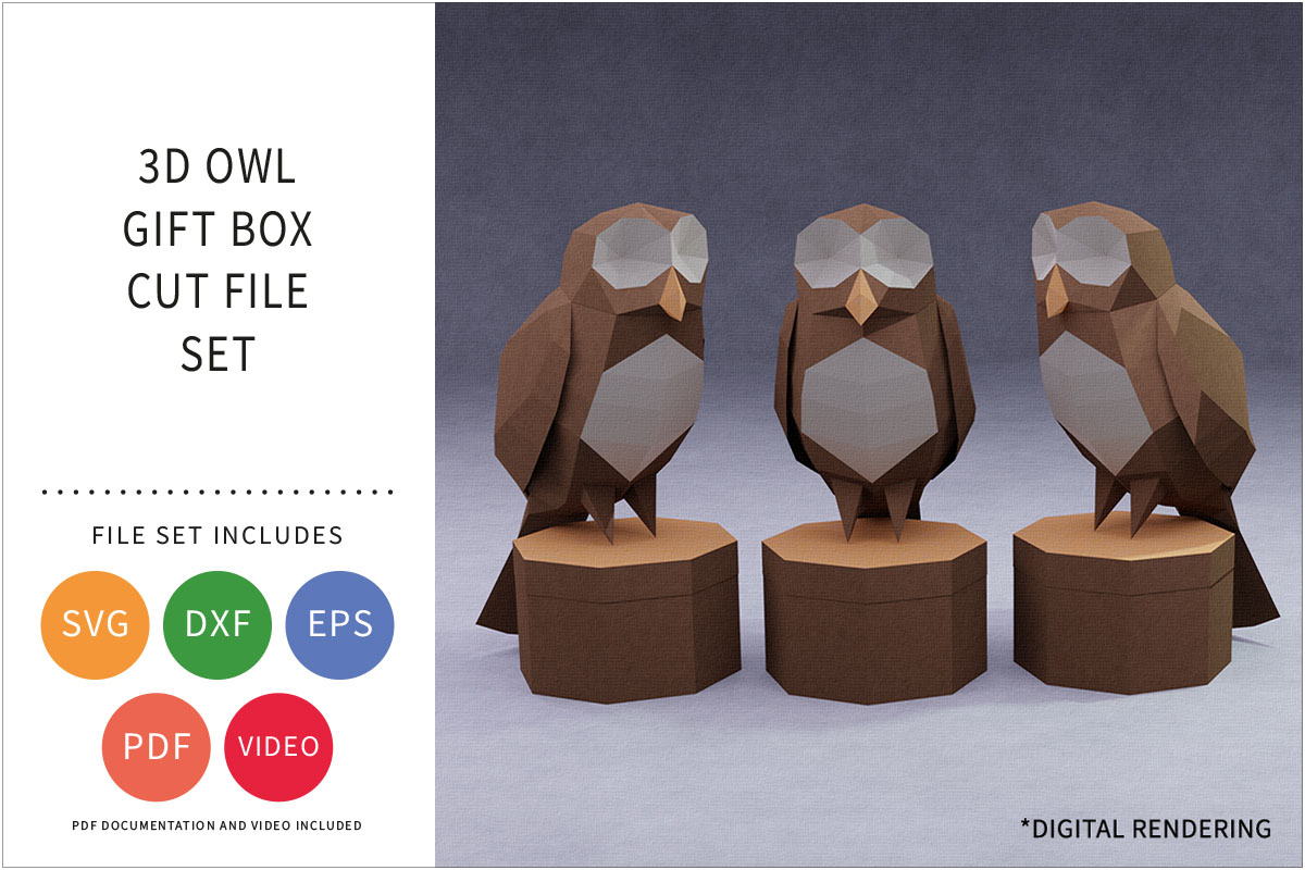 3D Owl Gift Box Cut File Set – GENTLEMAN CRAFTER