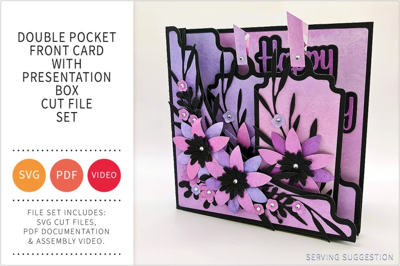 Double Pocket Front Card with Presentation Box SVG Cut File Set ...